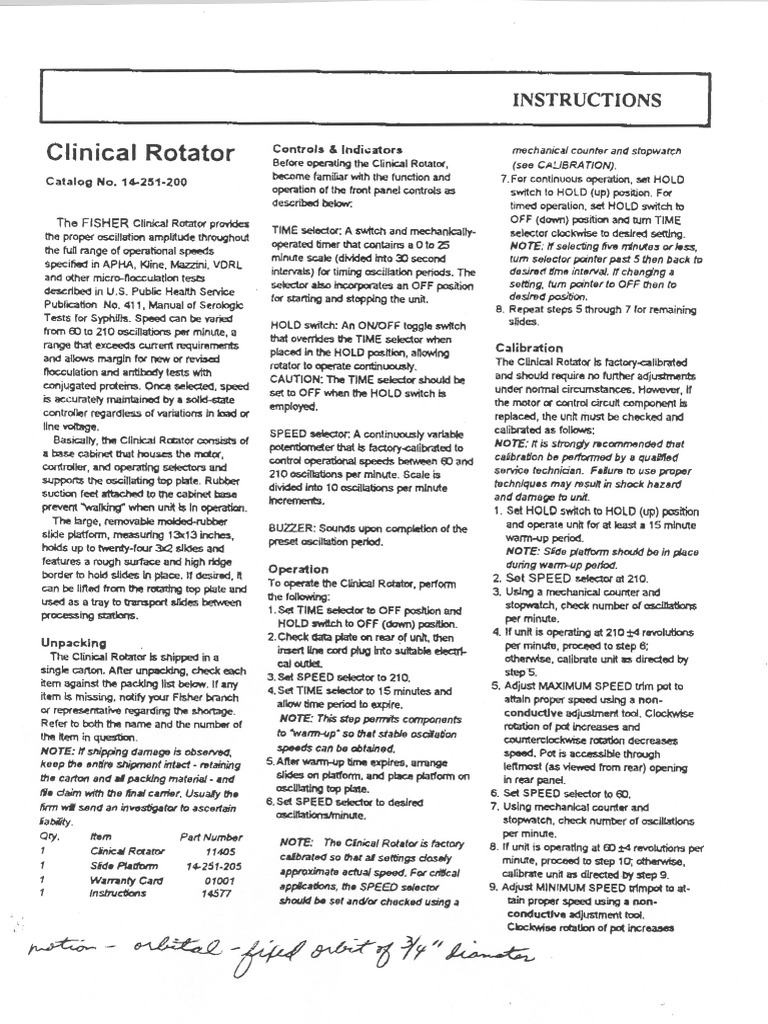 Laboratory Rotator 14_251_200 | PDF