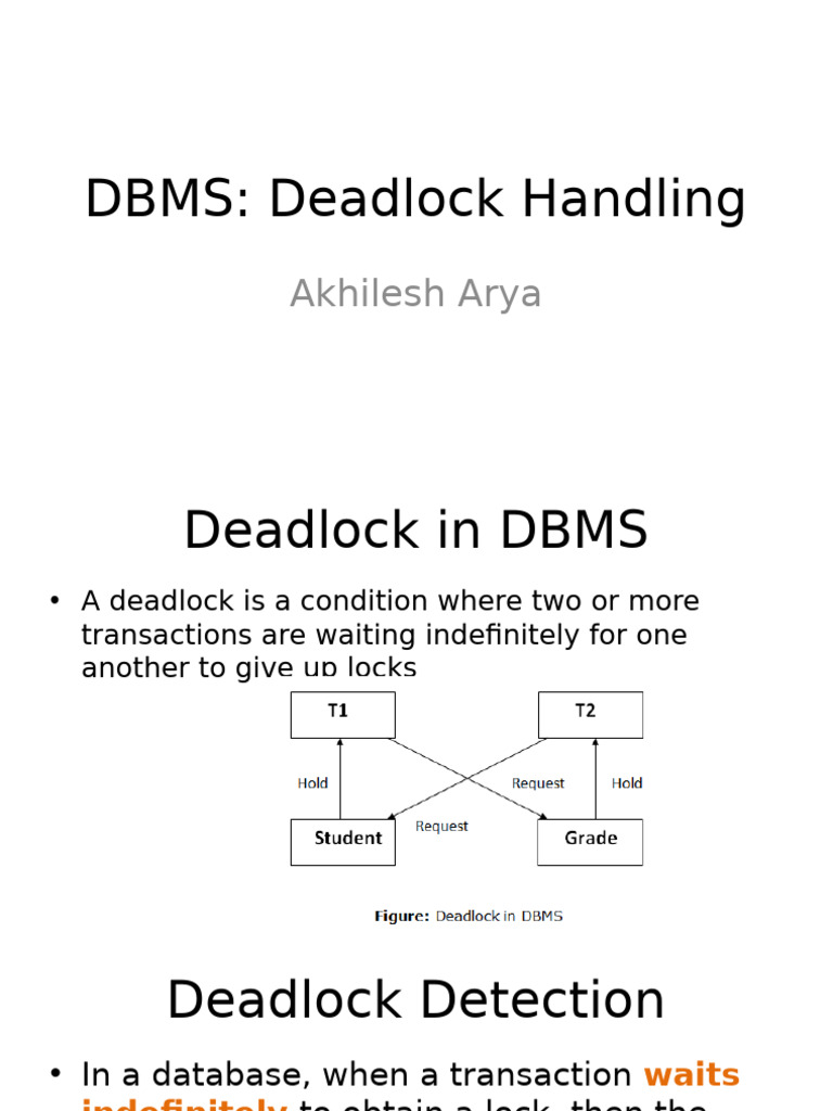 DBMS Deadlock Detection and Handling | PDF