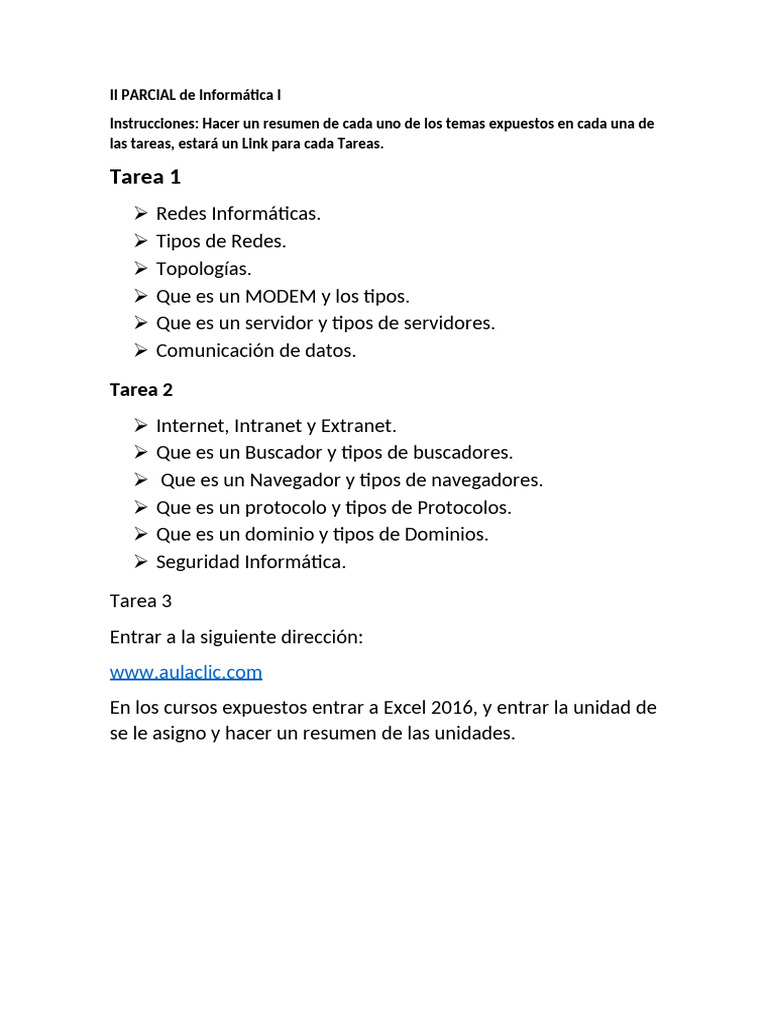 Tareas Del II Parcial Informatica I (1) | PDF