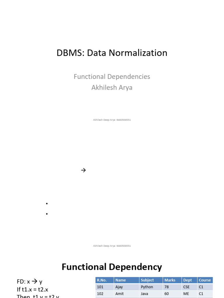9 Dbms Normalization Pdf Databases Information Technology