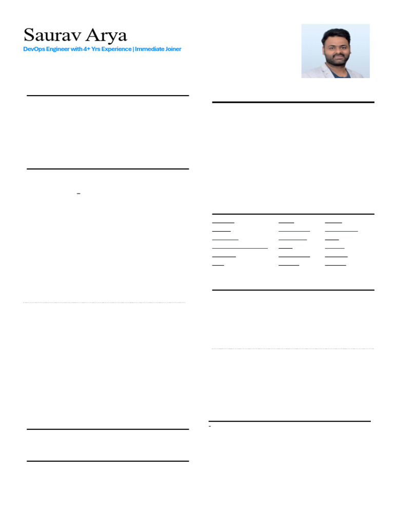 Saurav Arya DevOpsEngineer Resume | PDF | Computing | Systems Engineering