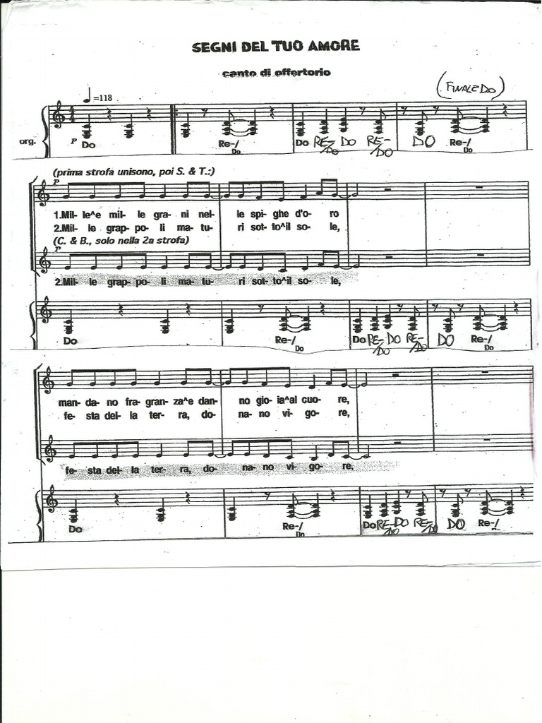 Segni Del Tuo Amore (Accordi) | PDF