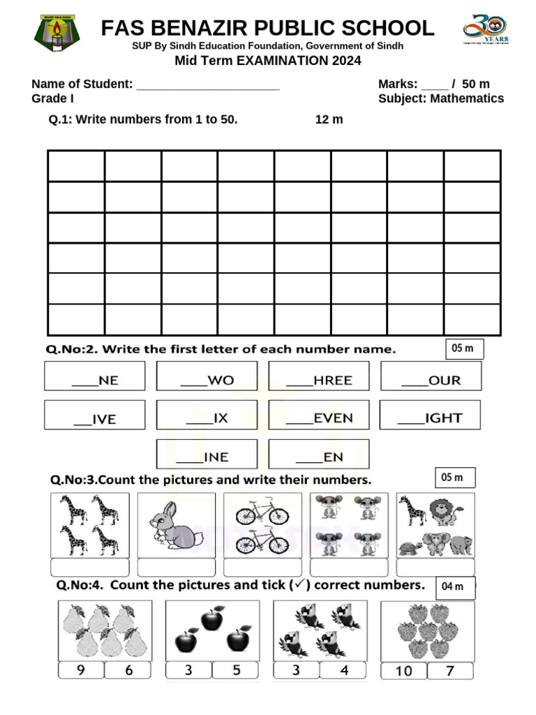 Math Class 1 Ok | PDF