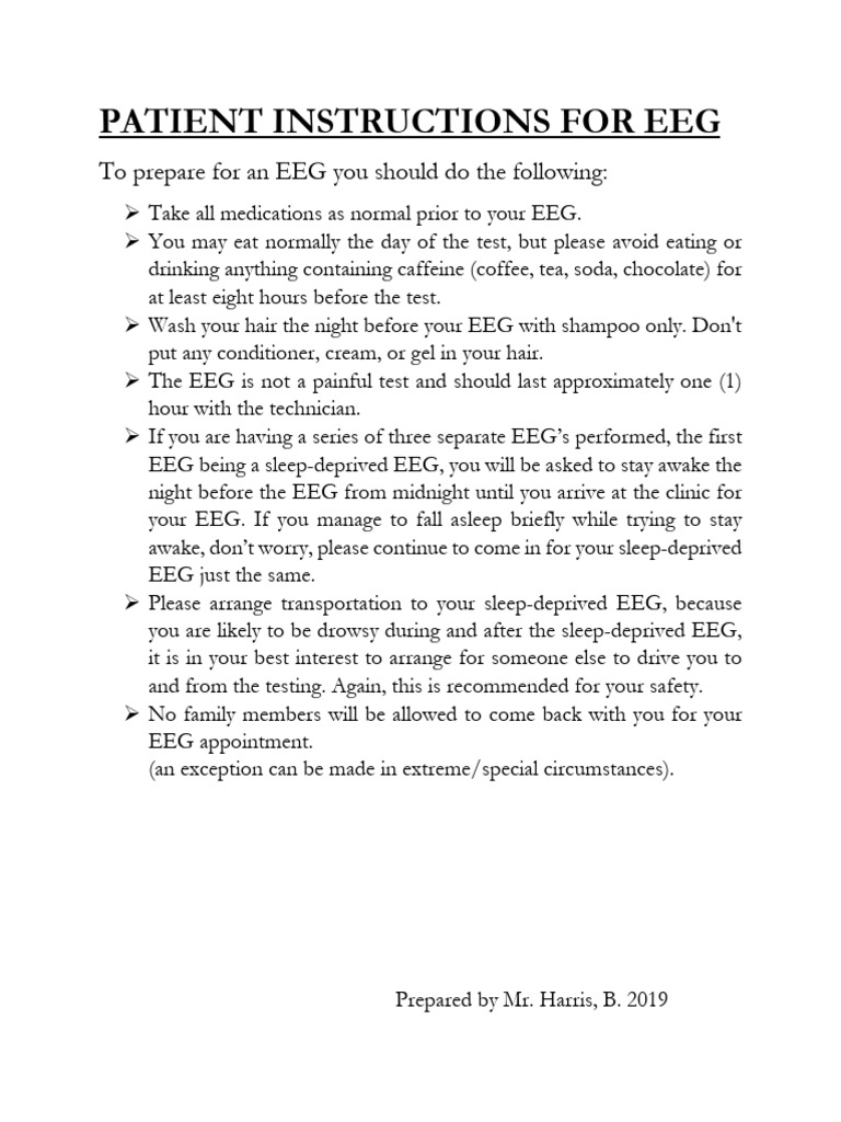 EEG Patient Instruction | PDF