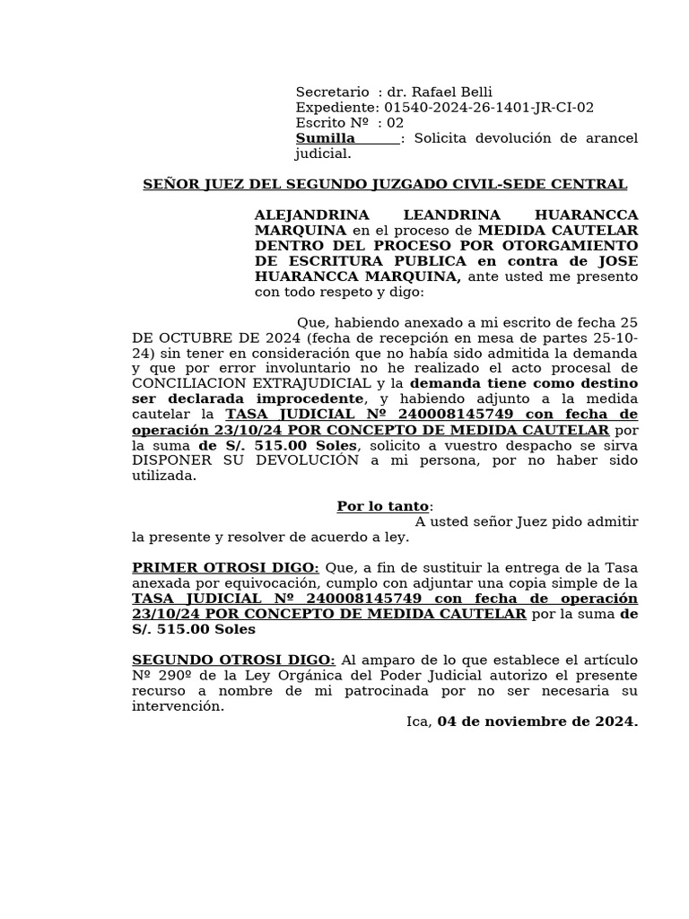 Devolucion de Tasa Judicial | PDF