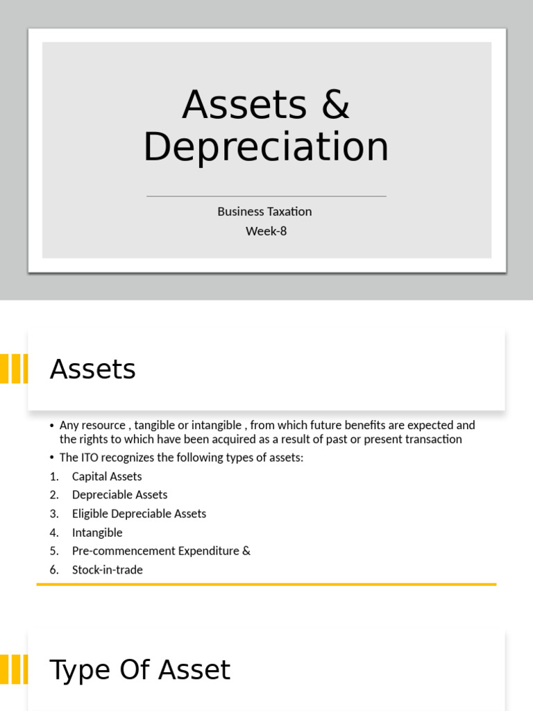 Business Taxation: Asset Types & Treatment | PDF | Depreciation | Tax ...