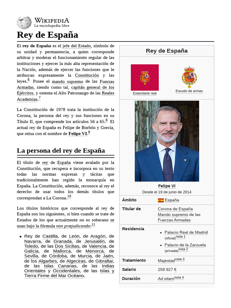 Rey de España: Felipe VI y su rol | PDF | España | Legislador