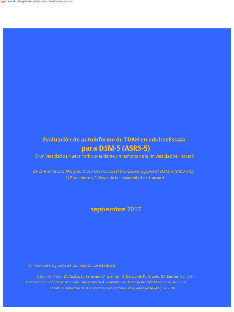 Asrs 5 | PDF | Desorden hiperactivo y deficit de atencion | Manual ...