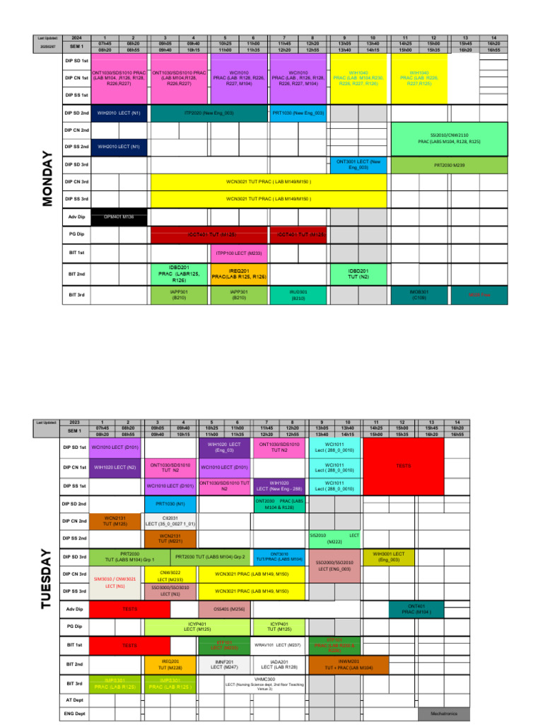 2025 School of IT Lecture Timetable First Semester | PDF