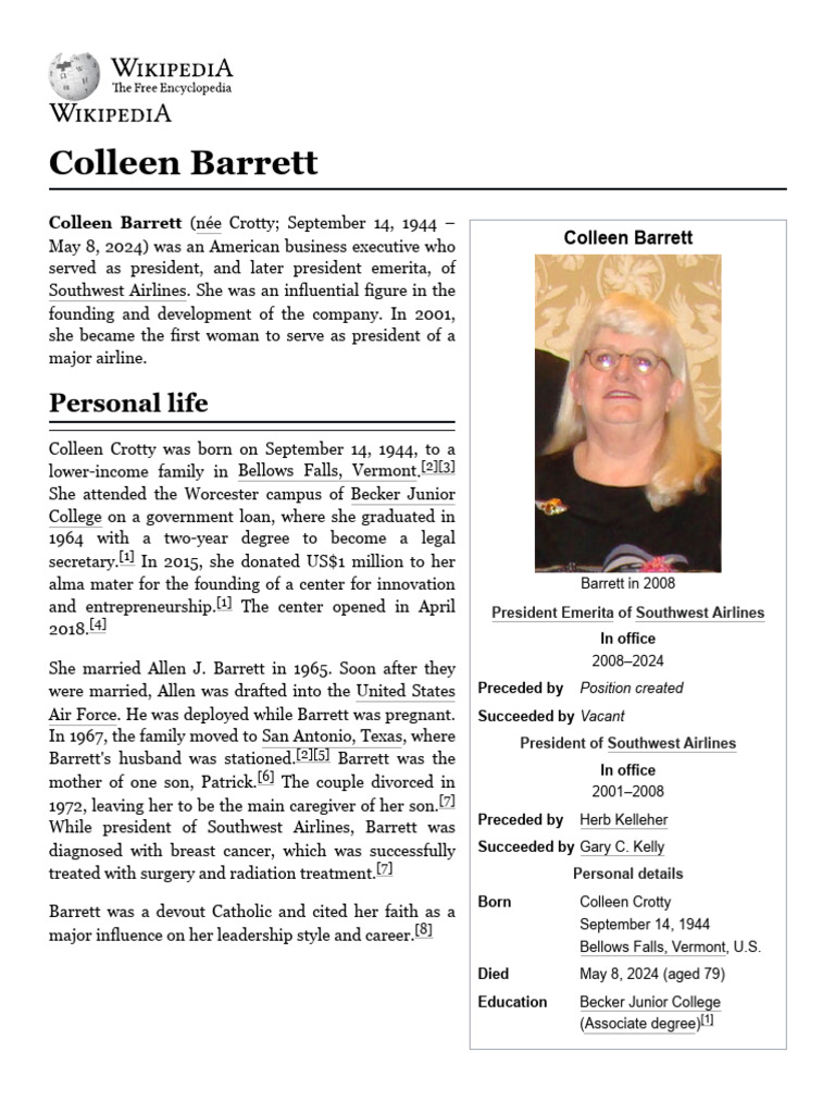 Colleen Barrett - Biografia Historiapdf | PDF | Southwest Airlines ...