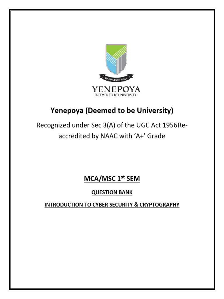Introduction To Cyber Security & Cryptography-1st Sem Mca-Msc | PDF | Cryptography | Key ...