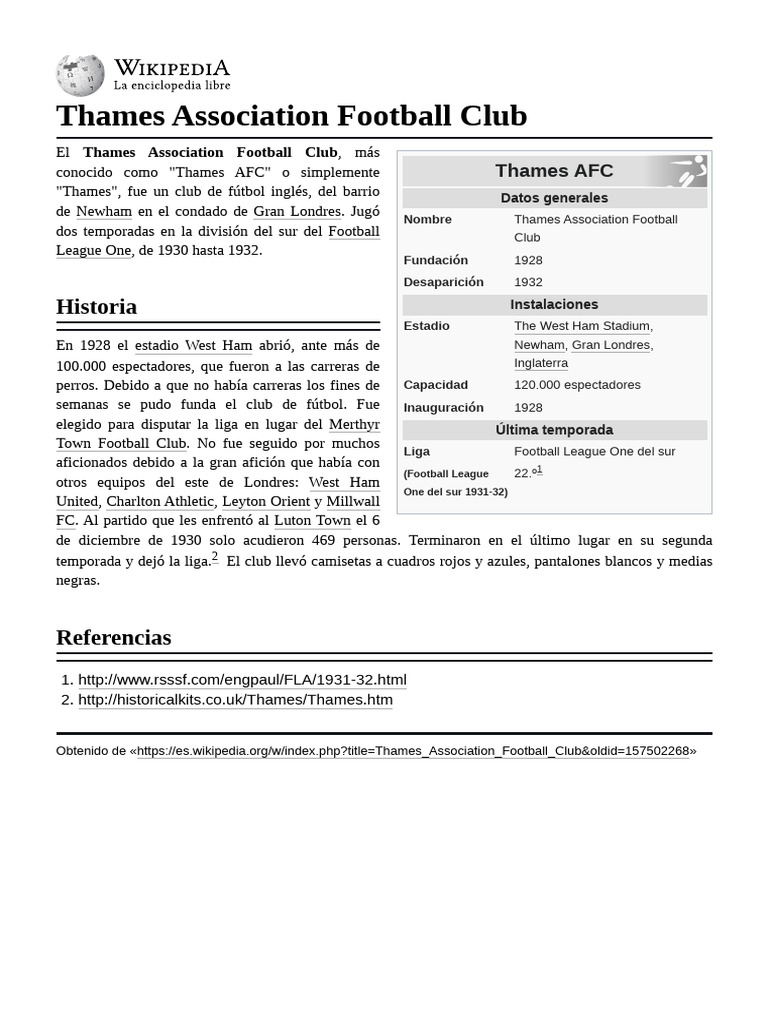 Thames Association Football Club | PDF