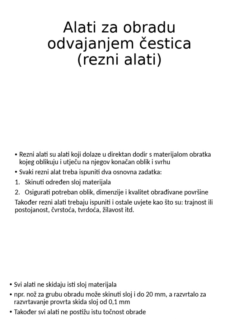 Alati Za Obradu Odvajanjem Čestica (Rezni Alati | PDF