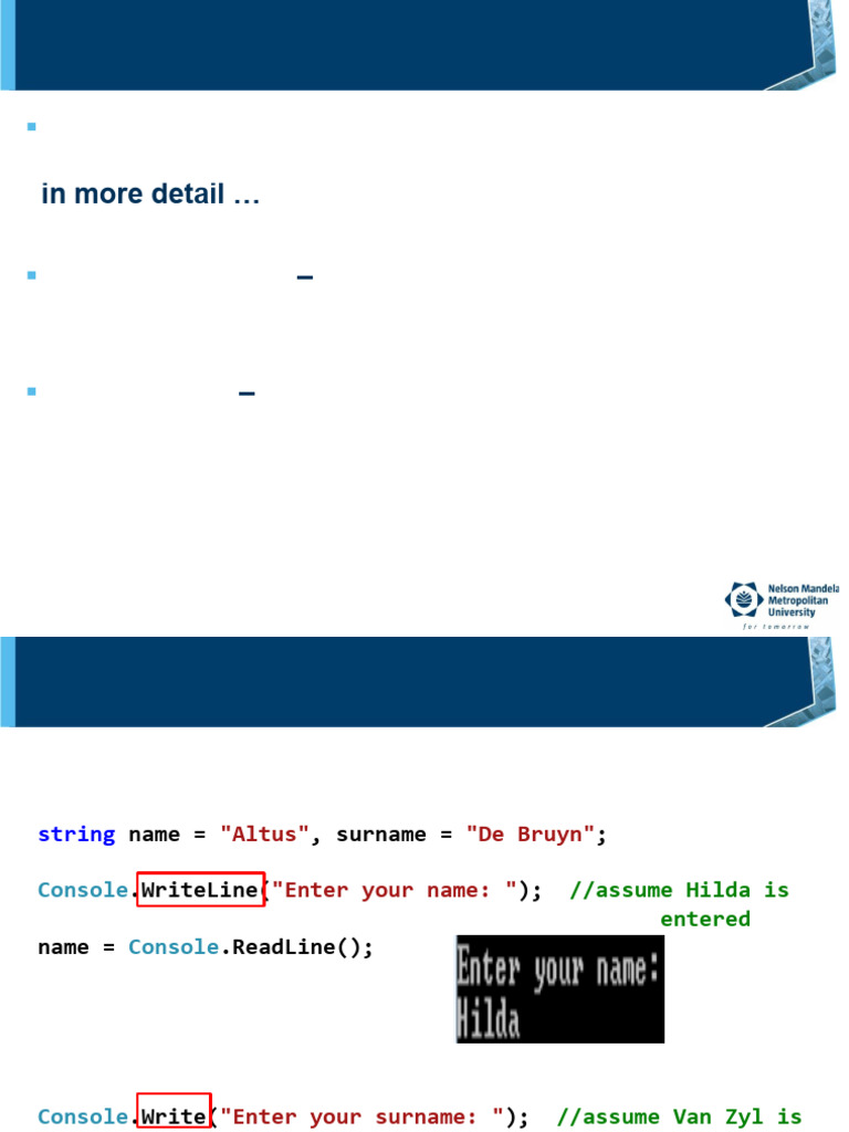 5.1 - Write Versus WriteLine | PDF | Computer Programming | Software Engineering