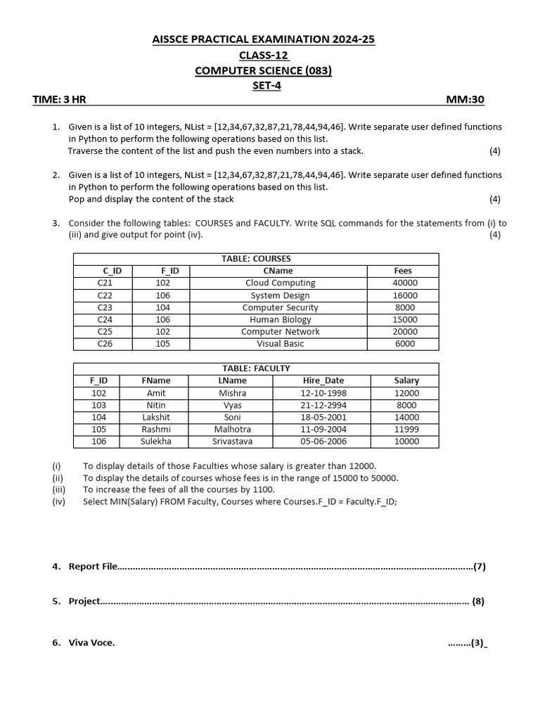 Aissce Practical Examination 2024 Set 4 | PDF | Software | Computer Science