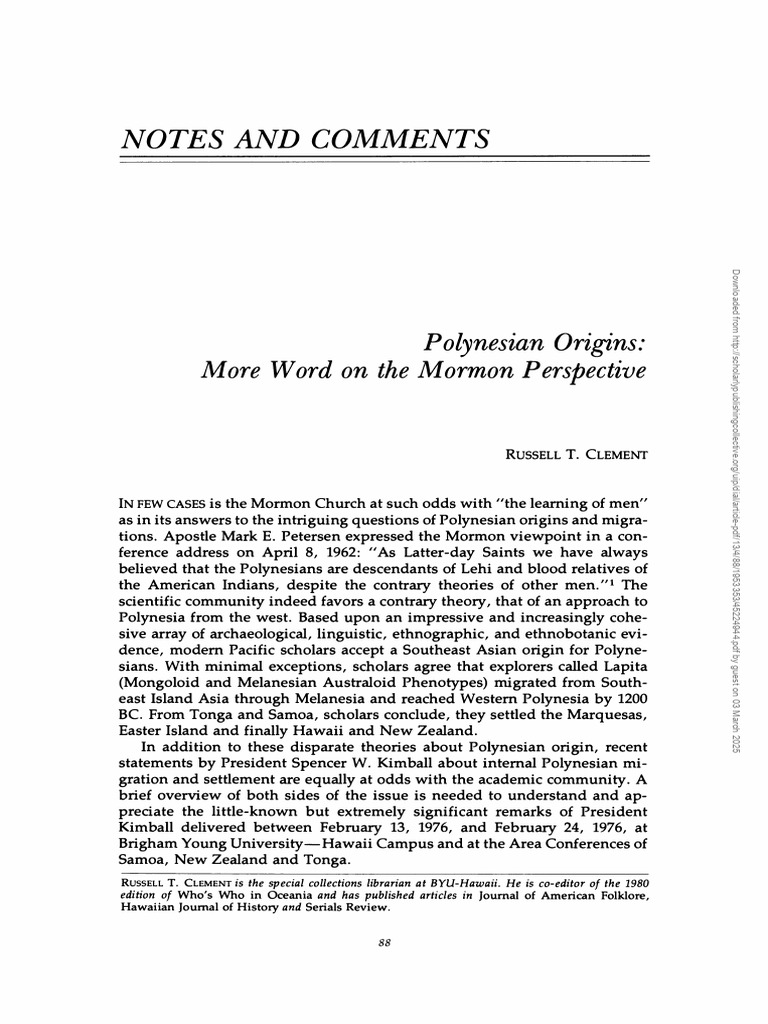 Mormon Perspective On The Polynesian Orgins in NZ | PDF | Polynesia ...