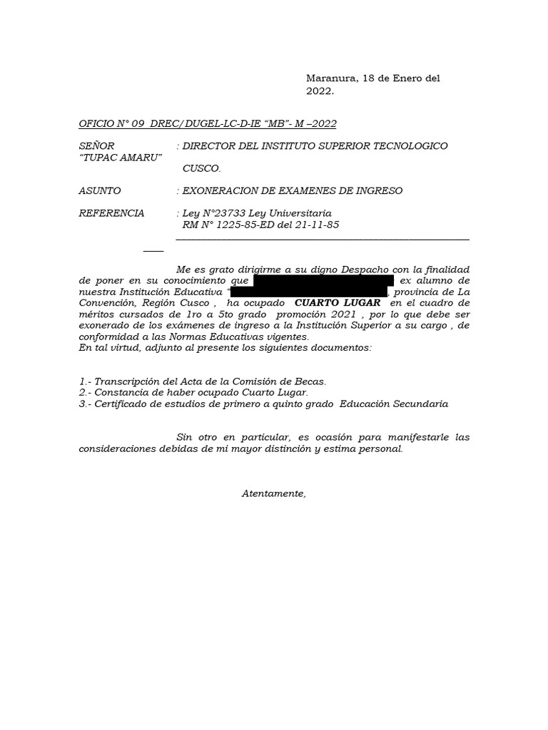 OFICIO 02 TERCER LUGAR | PDF