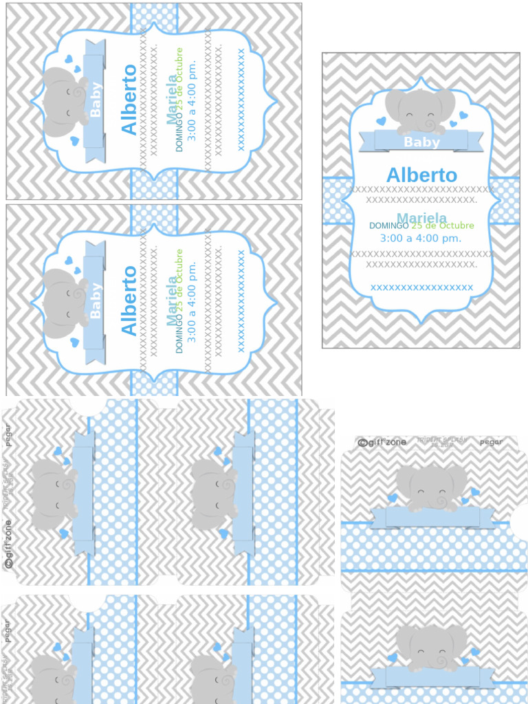 Baby Shower Elefante Niño Azul y Gris | PDF