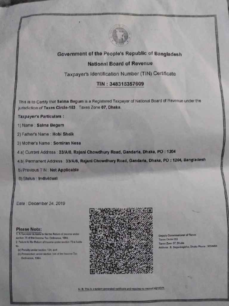 Tax Certificate | PDF