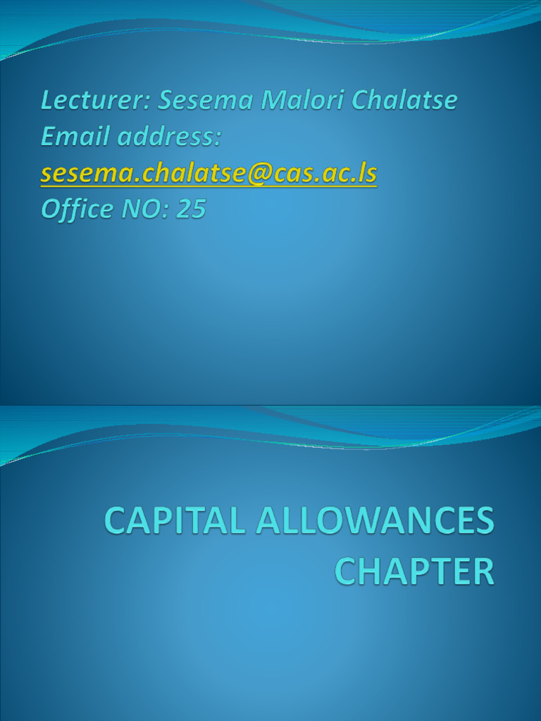 Capital Allowances | PDF | Depreciation | Tax Deduction
