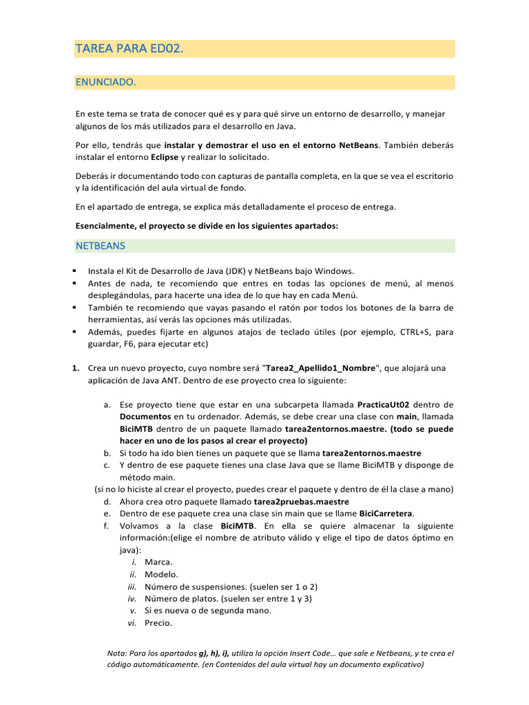 Tarea para Ed02.: Enunciado | PDF | Java (lenguaje de programación) | Frijoles Netos