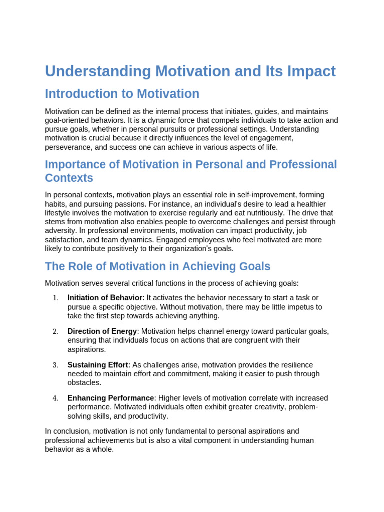 Understanding Motivation's Impact | PDF | Motivational | Motivation