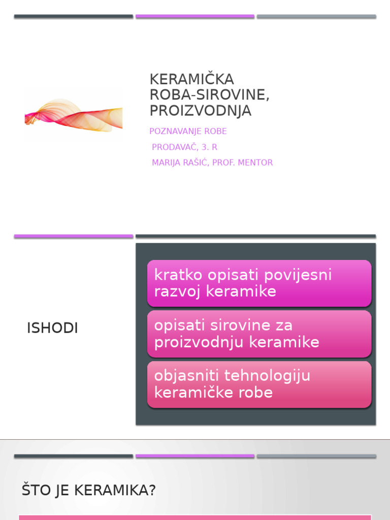 Prodavač Poznavanje-Robe Keramička-Roba Sirovine - Proizvodnja 3.-Razred | PDF