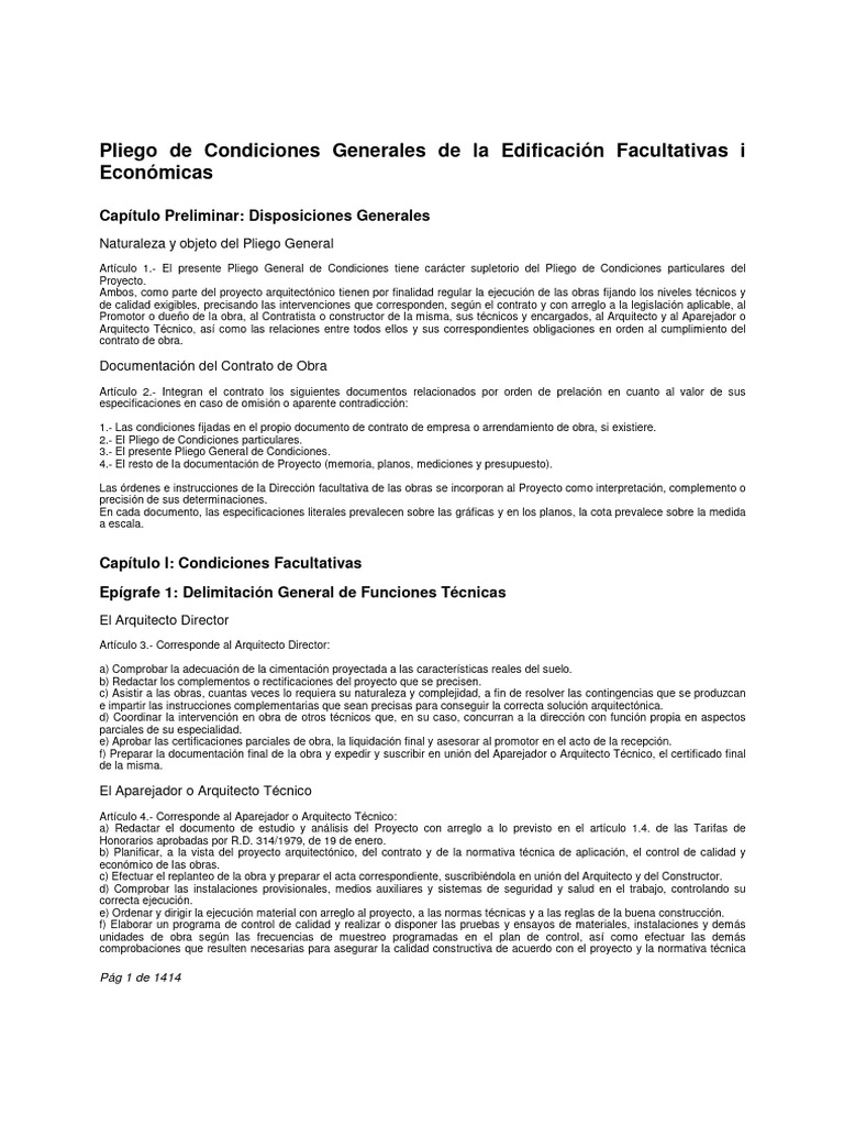 Plec Tecnic | PDF | Contratista general | Arquitecto