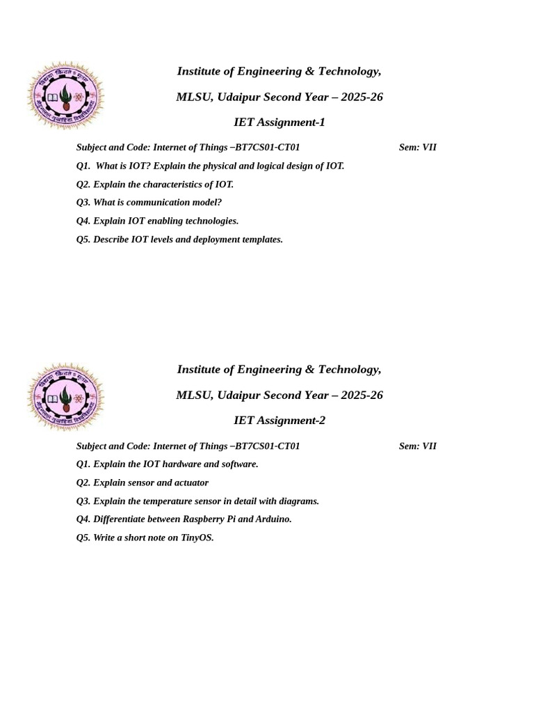 IOT Assignment | PDF