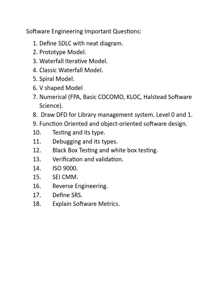 Key Software Engineering Questions Guide | PDF
