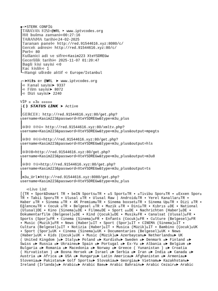 Free Daily Iptv M3u Xtream Codes Stbemu Codes Unlimited 03032025 | PDF