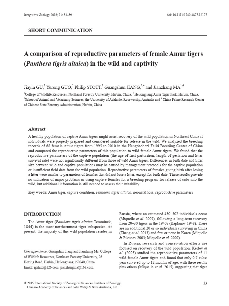 Gu Et Al 2015 - A Comparison of Reproductive Parameters of Female Amur ...