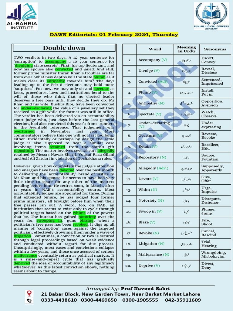 Dawn Editorials (01 February 2024) | PDF | Government Of Pakistan | Government