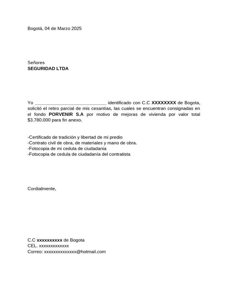 Carta Cesantias | PDF