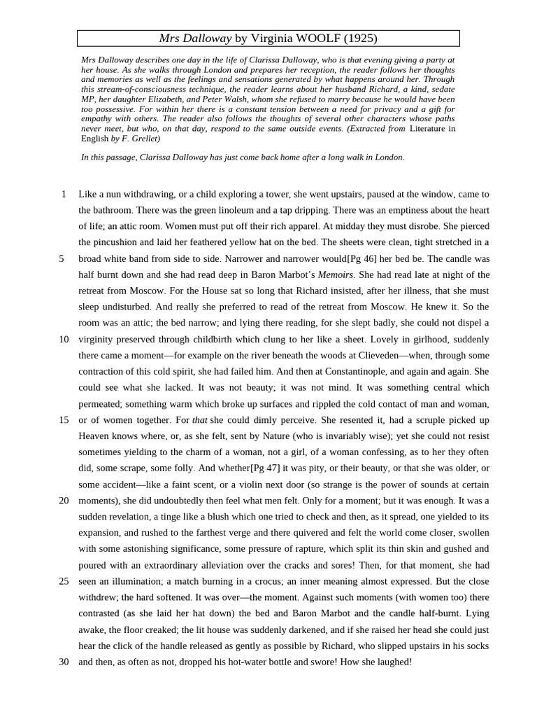 Mrs Dalloway by Virginia WOOLF - TEXT | PDF | Mrs Dalloway