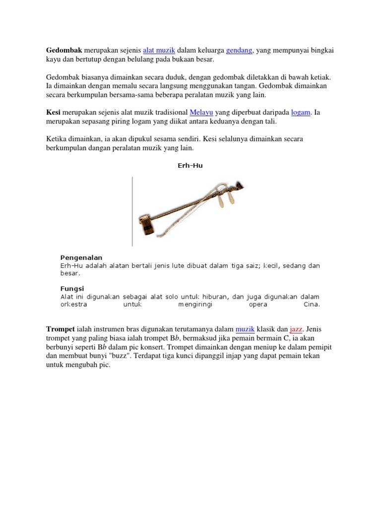 Gedombak Merupakan Sejenis Alat Muzik Dalam Keluarga Gendang | PDF