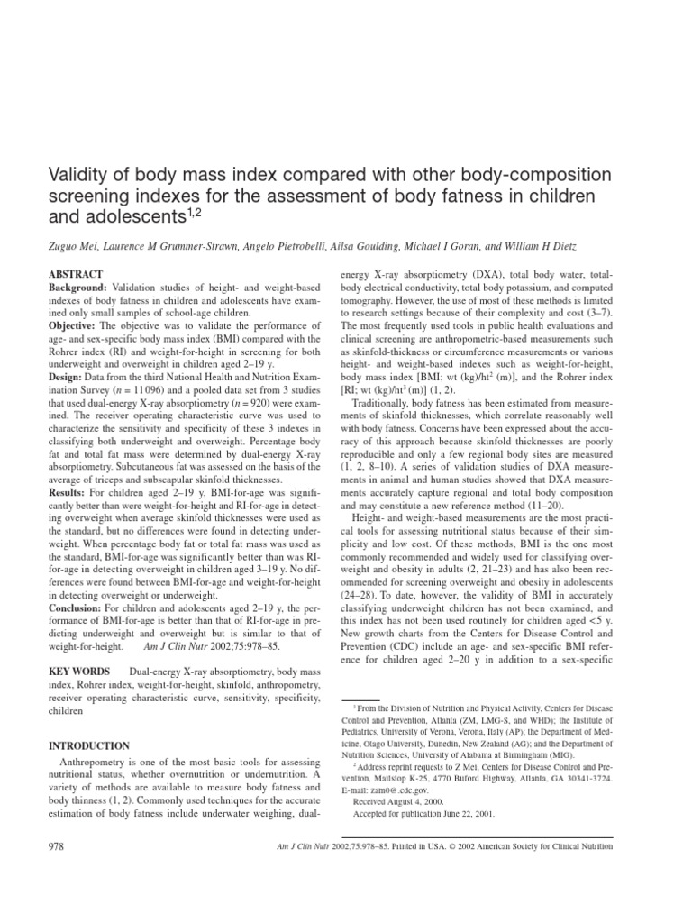 mei2002dxa | PDF | Body Mass Index | Overweight