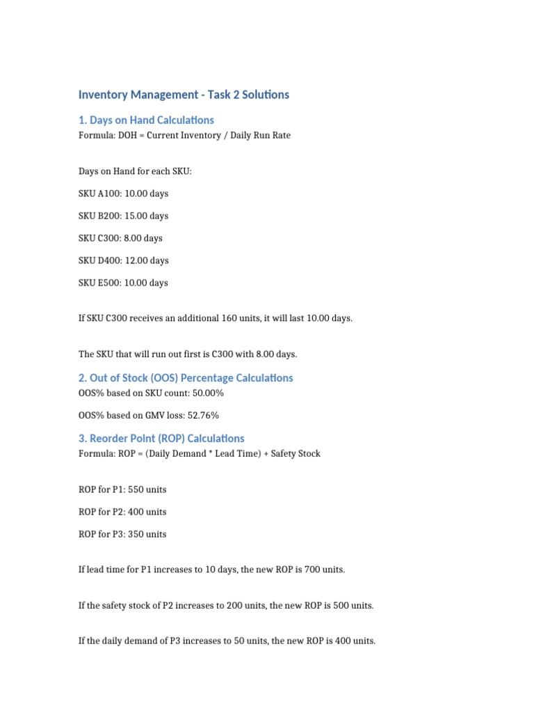 Inventory Management Task2 Solution | PDF