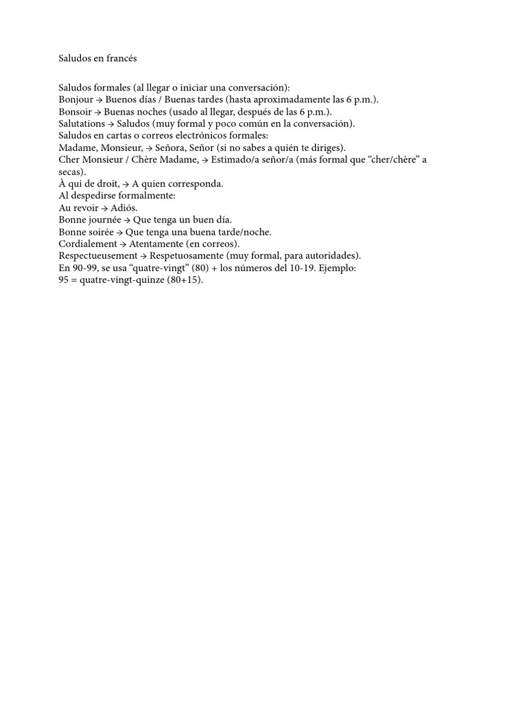 Saludos en Francés | PDF