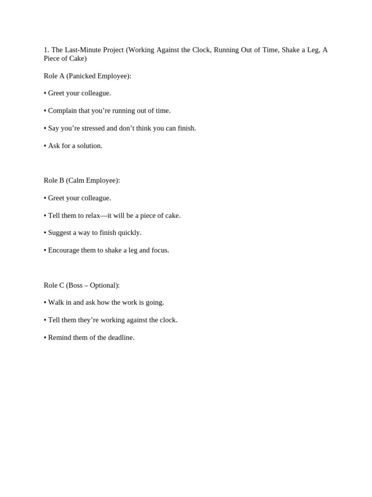 Idiom Role Play | PDF