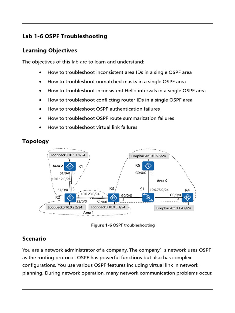 Lab 1-6 OSPF Troubleshooting | PDF | Routing | Router (Computing)