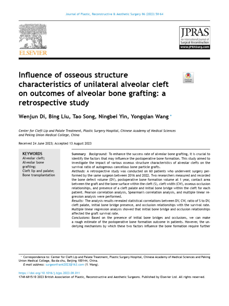 Influence of osseous structure characteristics of unilateral alveolar ...