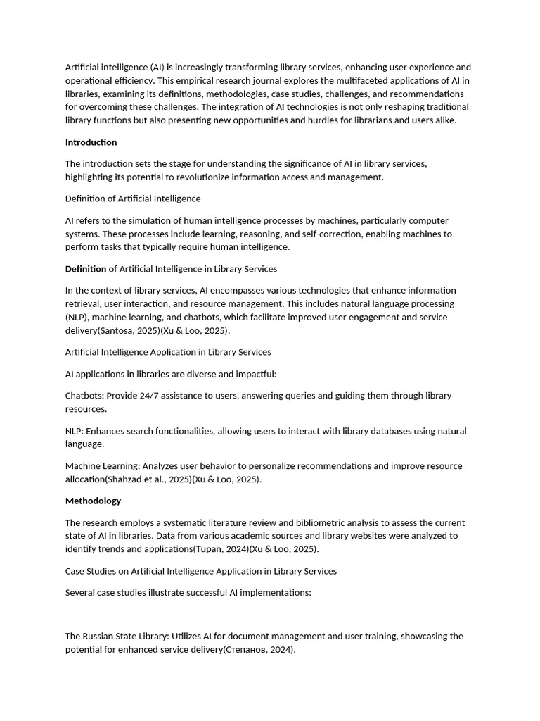 AI in Library Services: Challenges & Prospects | PDF | Artificial ...