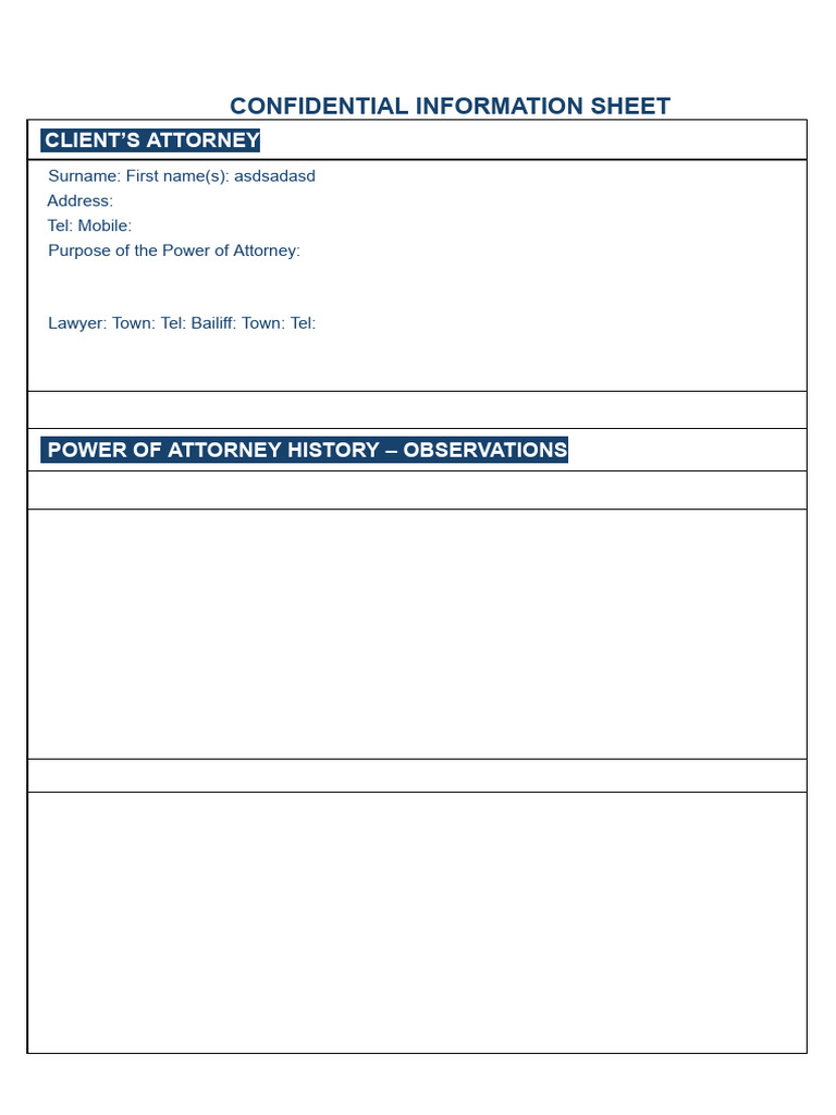 Confidential Informations Sheet | PDF