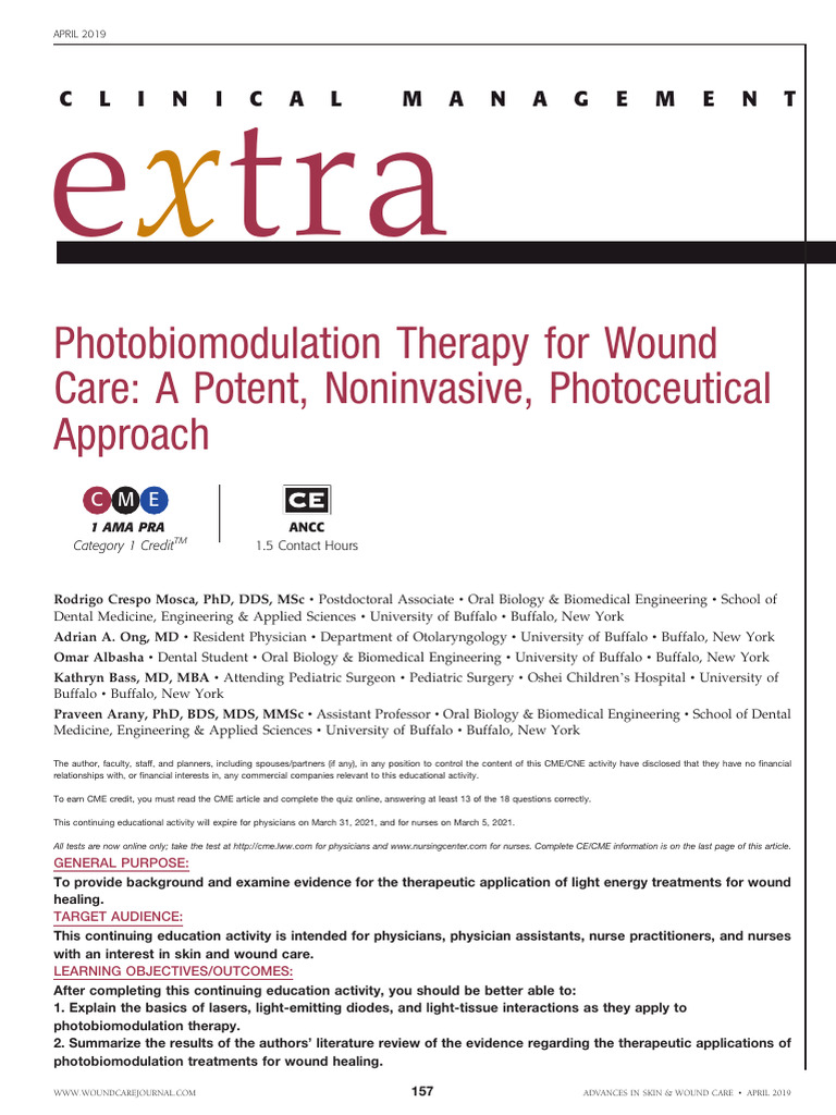 Photobiomodulation Therapy For Wound Care | PDF | Frequency | Laser