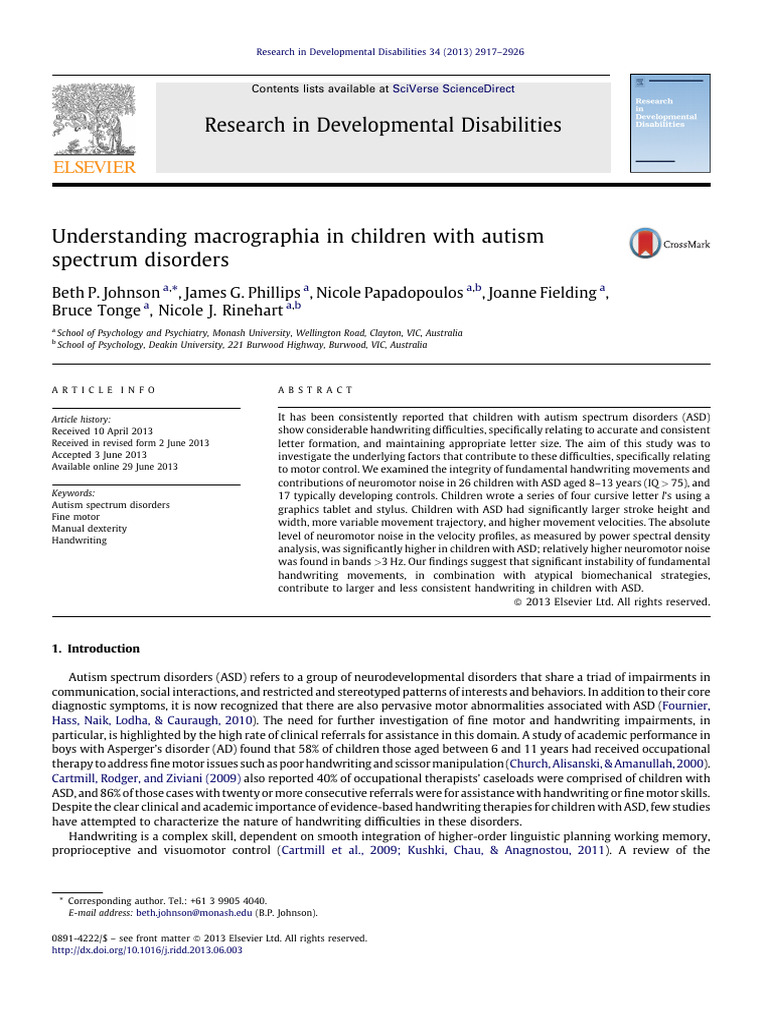 Understanding Macrographia in Children With Autism Spectrum Disorders ...