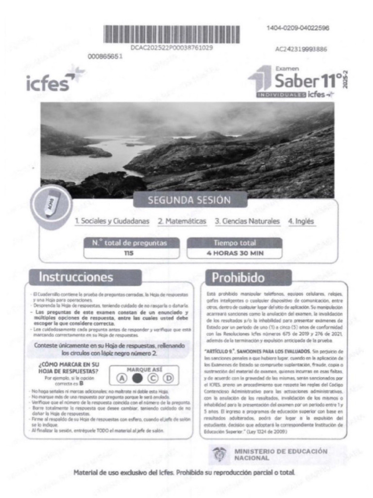 PRUEBAS ICFES 2025-2 SEGUNDA SESIÓN | PDF