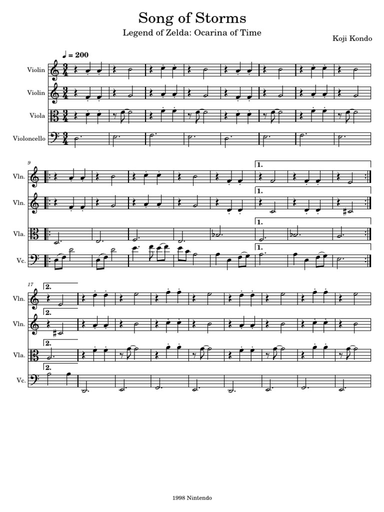 Song of Storms Violin Sheet Music | PDF | Nintendo Franchises | The ...