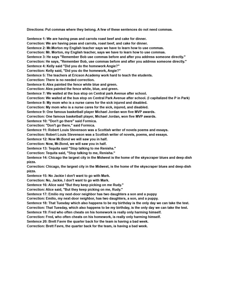 ComsPod Day 2 - Practice With Commas | PDF