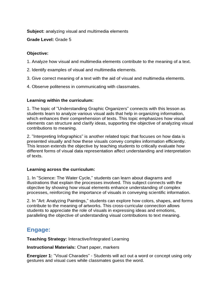 Analyzing Visual Elements in Texts | PDF | Multimedia | Reading ...